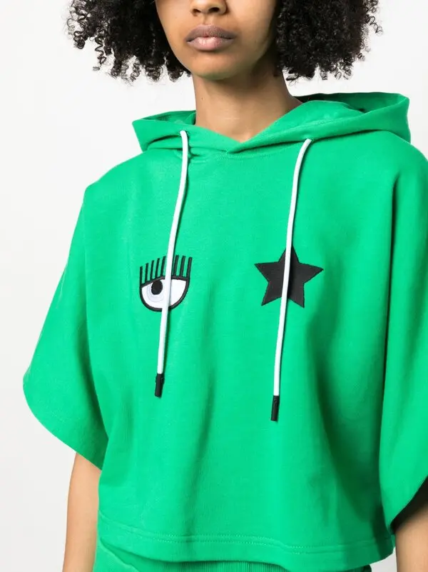 CHIARA FERRAGNI Eye-like Motif Cropped Hoodie