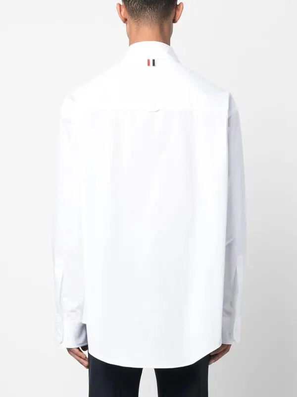 Thom Browne Madras Flower Patch-embroidered Cotton Shirt