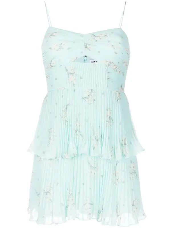 SELF-PORTRAIT Floral-print Tiered Chiffon Minidress