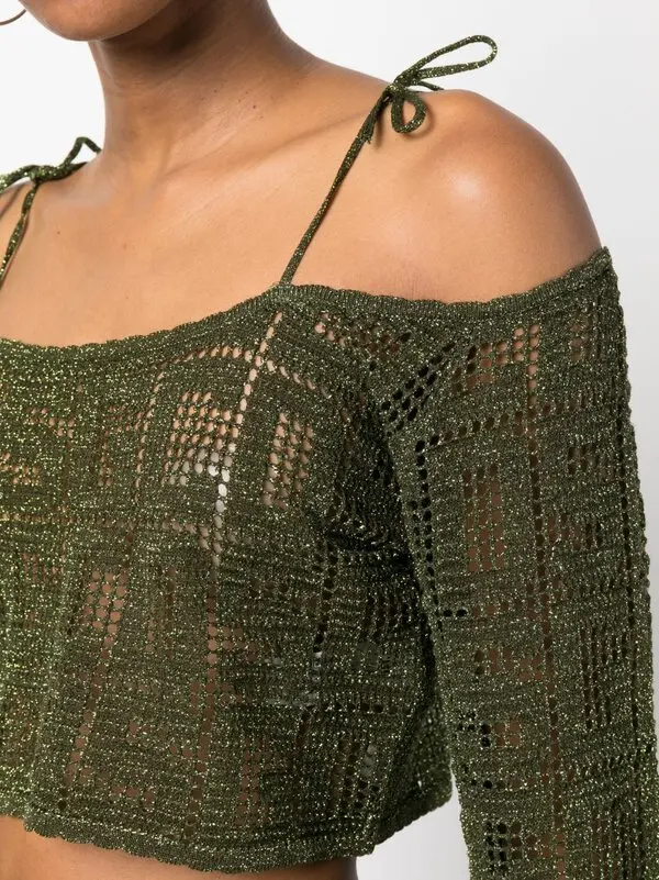Gcds Off-shoulder Macramé Crop Top