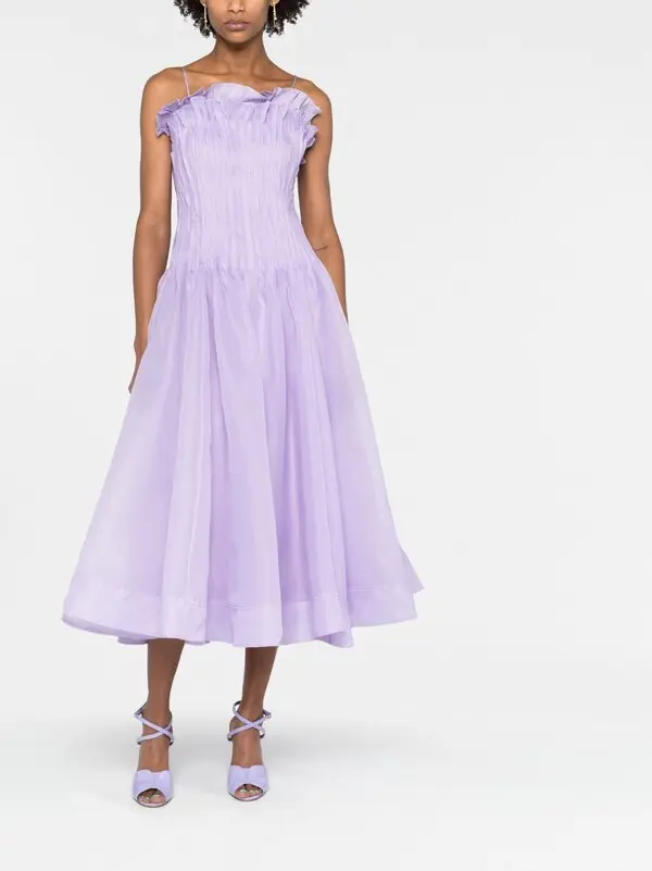 strapless open back dress Adelie Puff Sleeve Mini Dress | Plum Purple main image 1