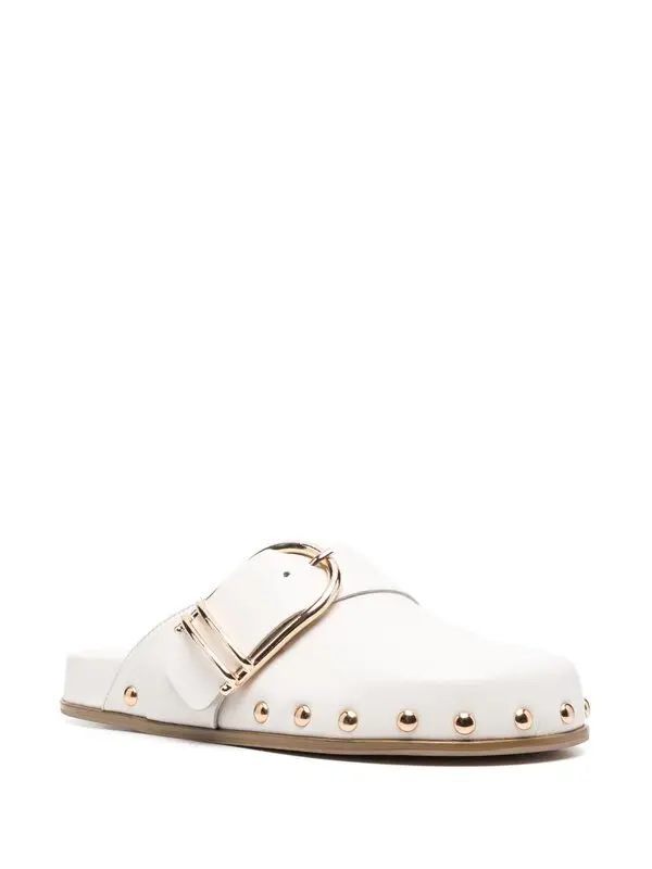 TWINSET Buckle-fastened Leather Mules - White