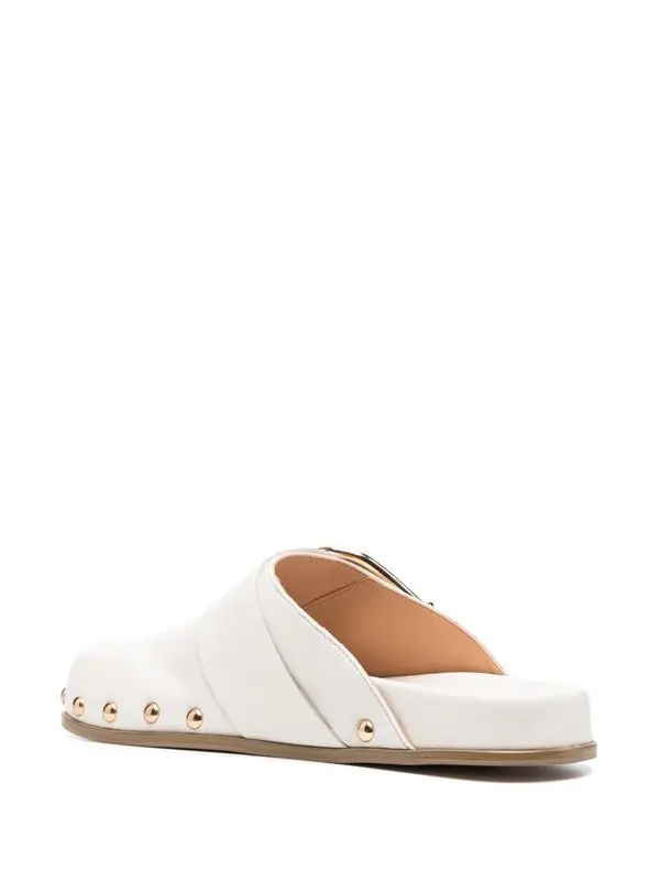 TWINSET Buckle-fastened Leather Mules - White