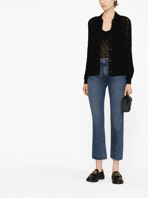 BARRIE Pointelle-knit Cashmere Top - Black