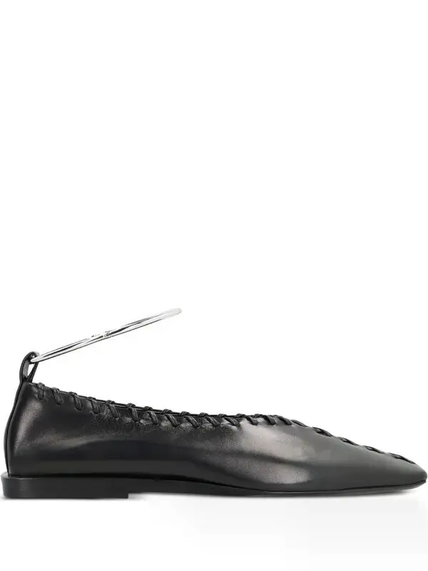 JIL SANDER Ring-detail Ballerina Shoes - Black