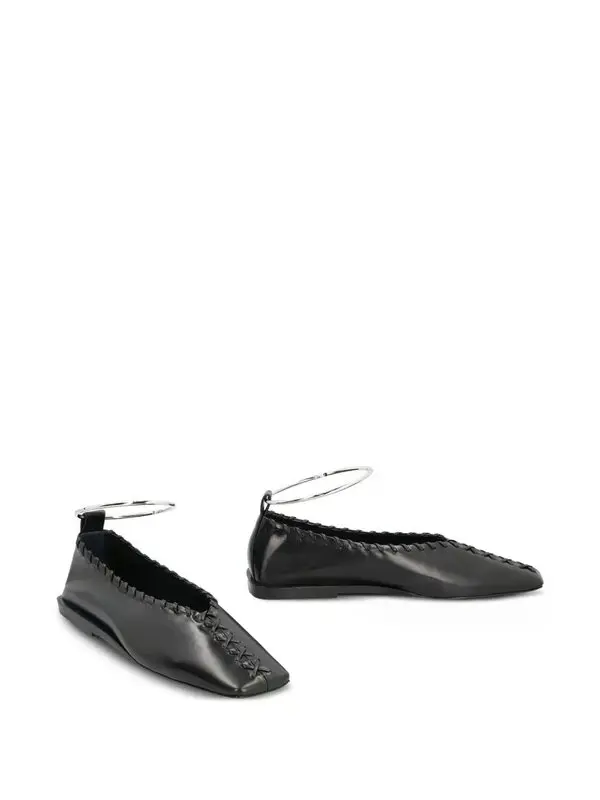 JIL SANDER Ring-detail Ballerina Shoes - Black