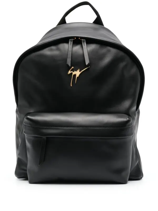 Giuseppe Zanotti ブラックレザーバックパック Giuseppe Zanotti Logo-Lettering Leather Backpack In Black - 55