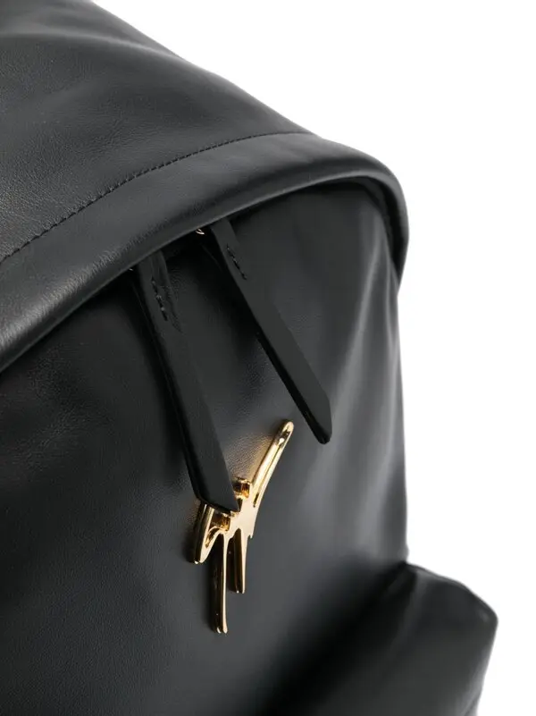 Giuseppe Zanotti ブラックレザーバックパック Giuseppe Zanotti Logo-Lettering Leather Backpack In Black - 55