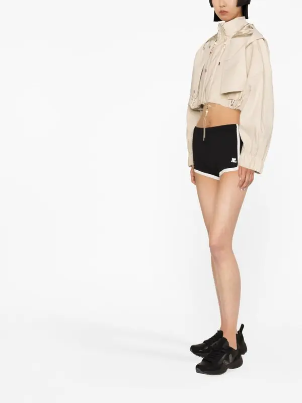 COURREGES Contrasting-trim Logo Shorts - Black