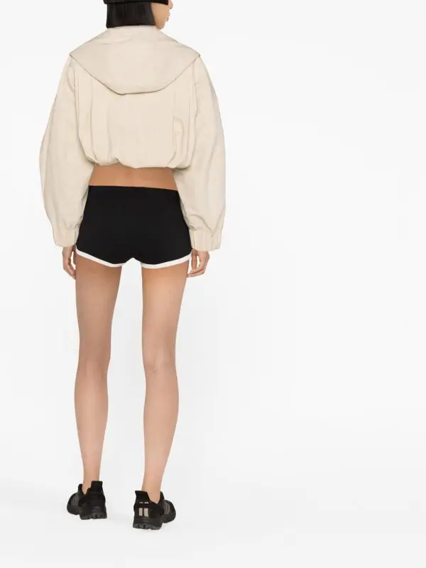 COURREGES Contrasting-trim Logo Shorts - Black