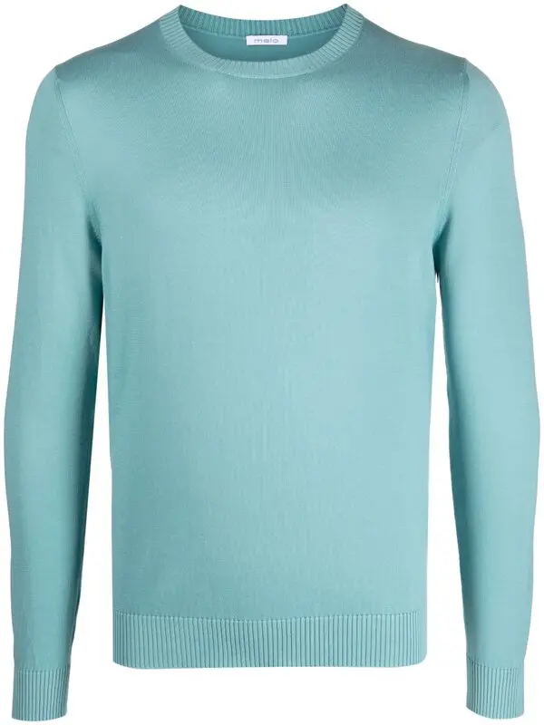 Malo Ribbed-trim Sweater - Blue