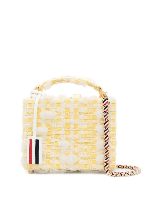 Thom Browne Twill Pouf Tweed Micro Attache Case Clutch - Yellow