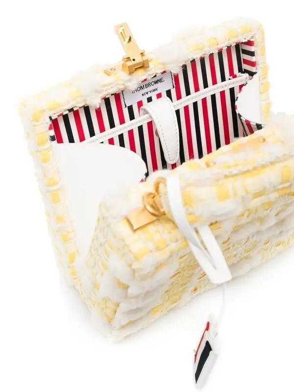 Thom Browne Twill Pouf Tweed Micro Attache Case Clutch - Yellow