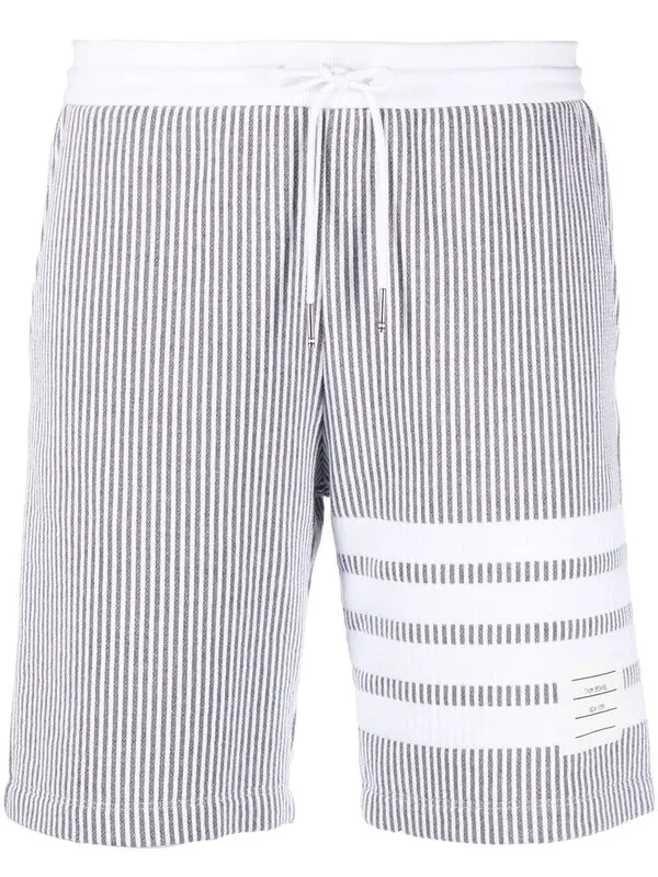 Thom Browne 4-bar Stripe Seersucker Shorts - Grey