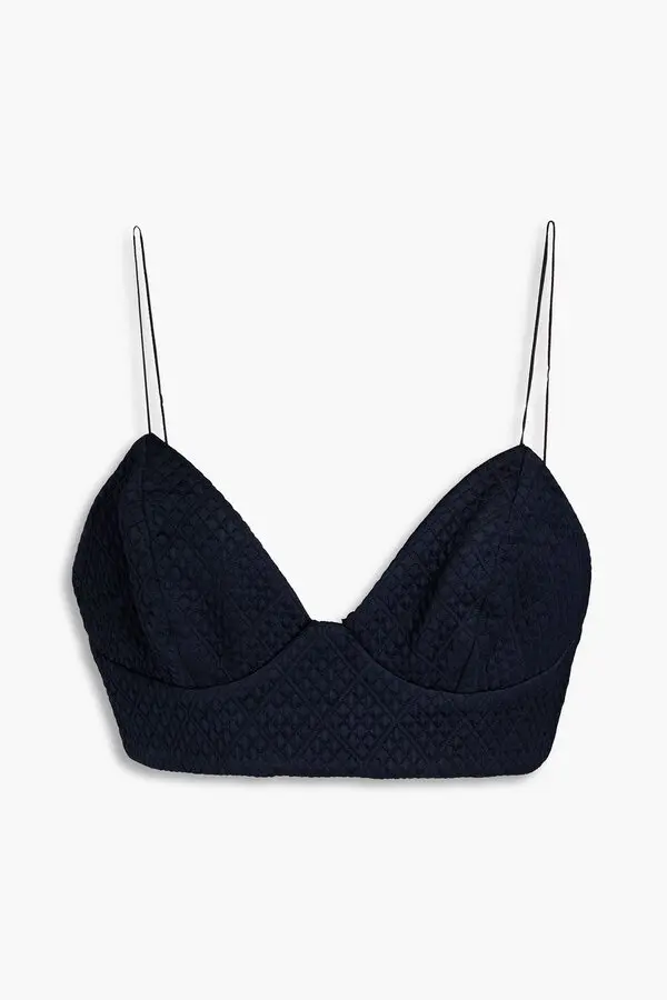 Adam Lippes Matelassé Woolblend Bra Top - Midnight Blue