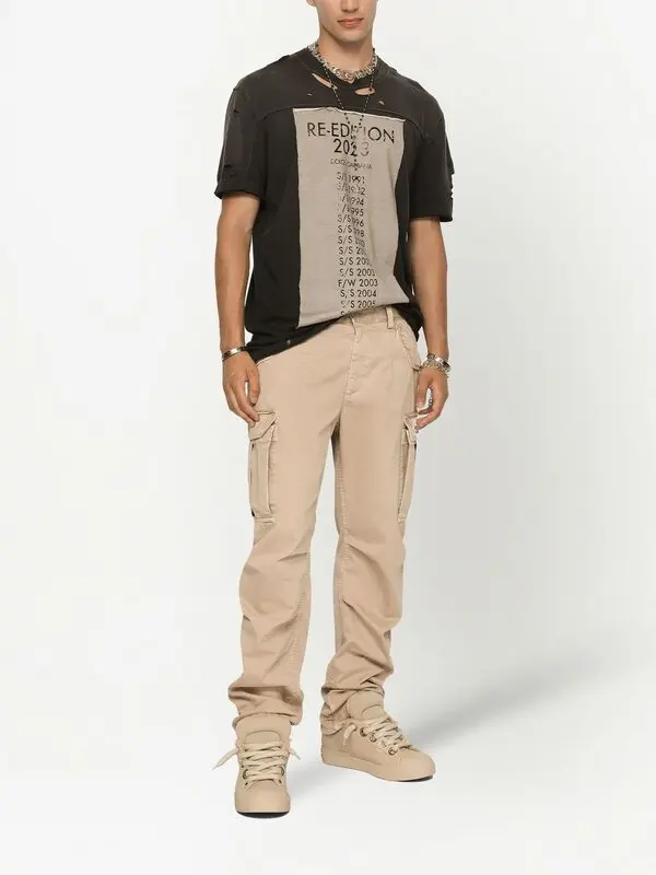 Dolce & Gabbana Logo-patch Cotton Cargo Pants - Neutrals