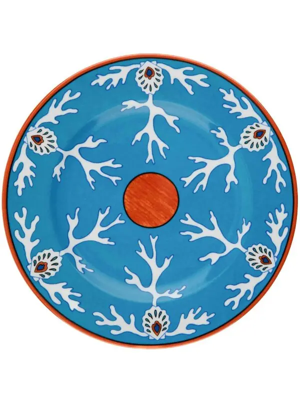 PINTO PARIS Lagon Coral-print Dinner Plate - Blue