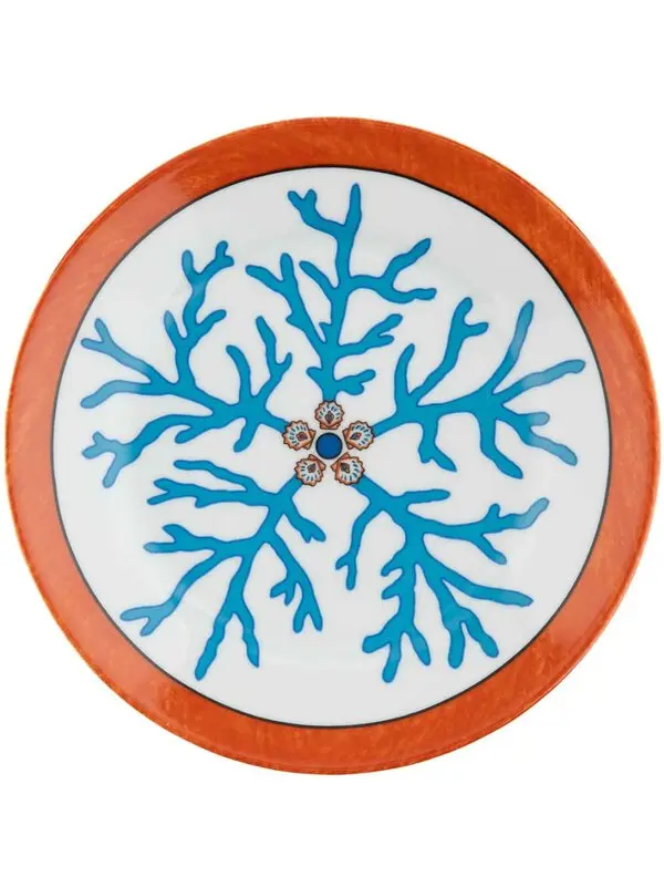 PINTO PARIS Lagon Coral-print Dessert Plate - Blue