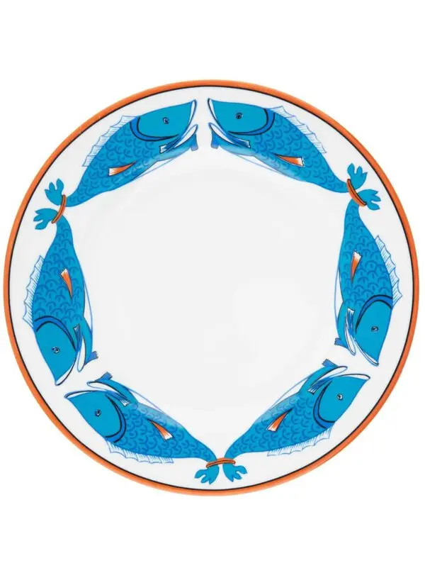 PINTO PARIS Lagon Fish-print Dinner Plate - Blue