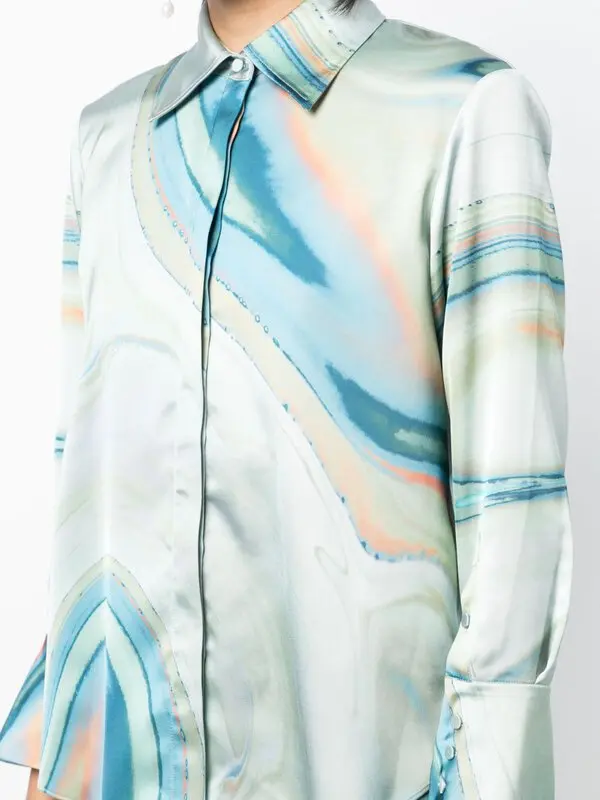 Simkhai Elika Marble-print Shirt