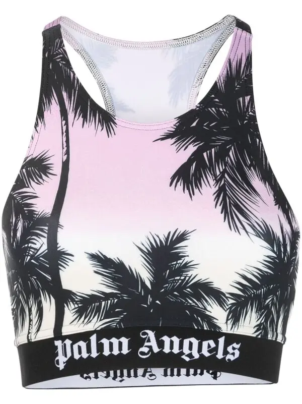 Palm Angels Palm Tree-print Crop Top - Purple