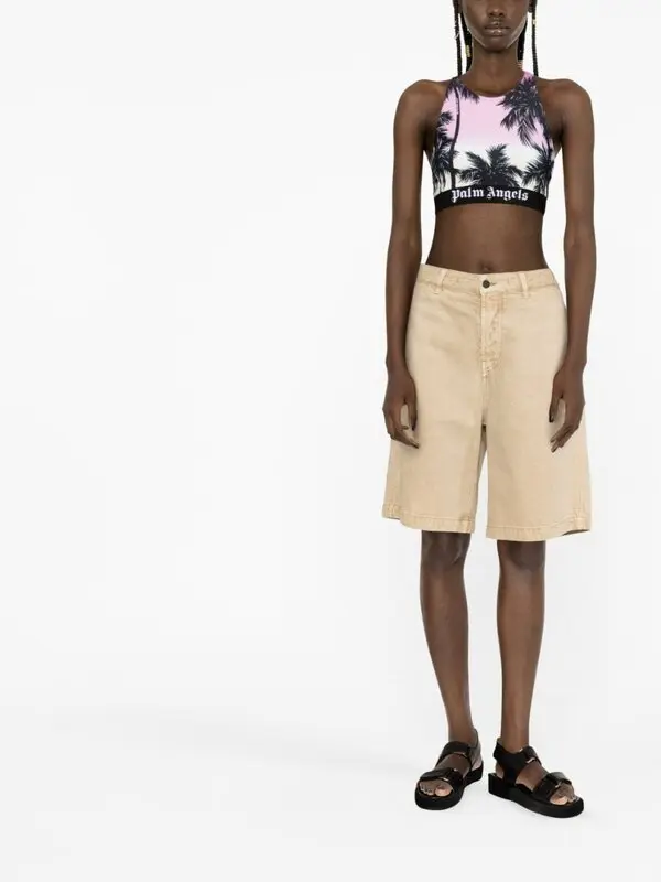 Palm Angels Palm Tree-print Crop Top