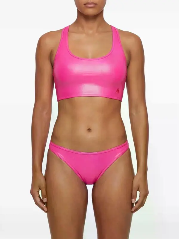Attico Logo-embroidered Crossover-strap Bikini