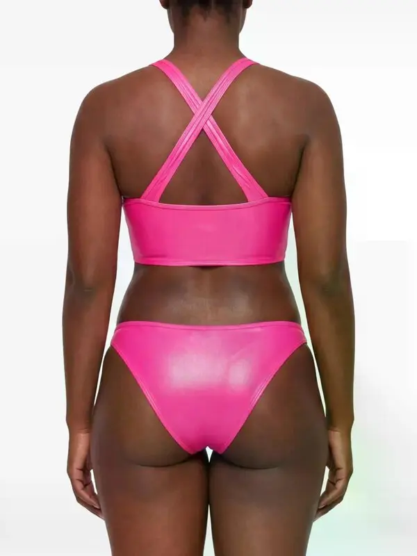 Attico Logo-embroidered Crossover-strap Bikini