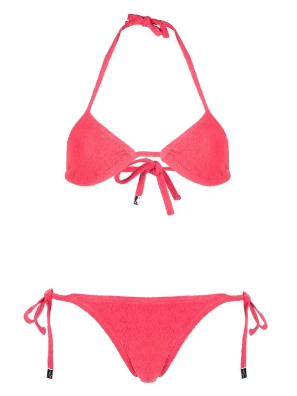 Attico Terry-cloth Triangle Bikini Set - Red