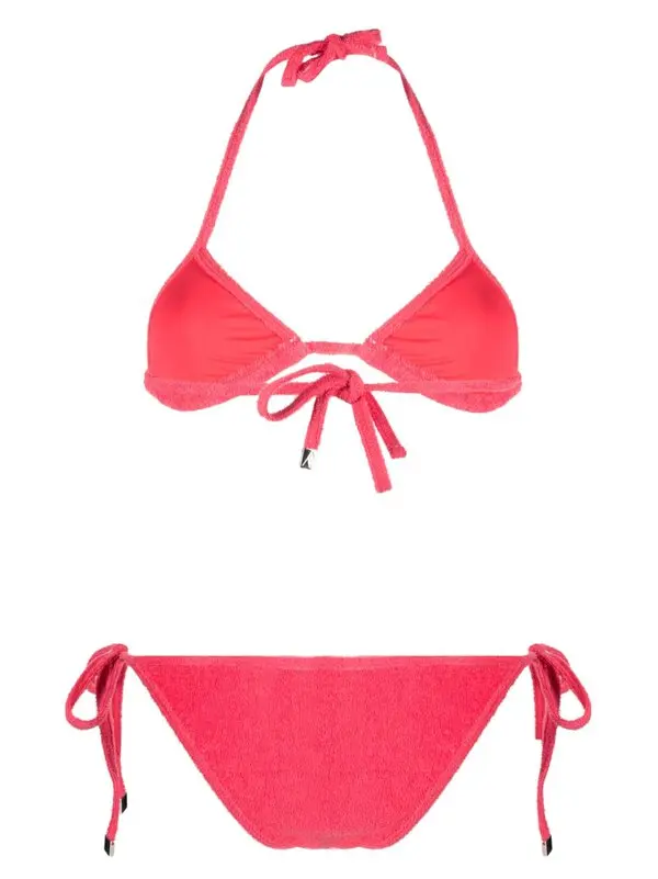 Attico Terry-cloth Triangle Bikini Set - Red