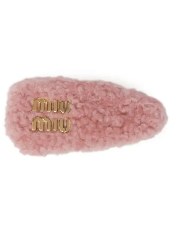 Miu Miu shearling hair clips Miu Miu Shearling Hair Clip - Pink Hair Accessories  main image 4
