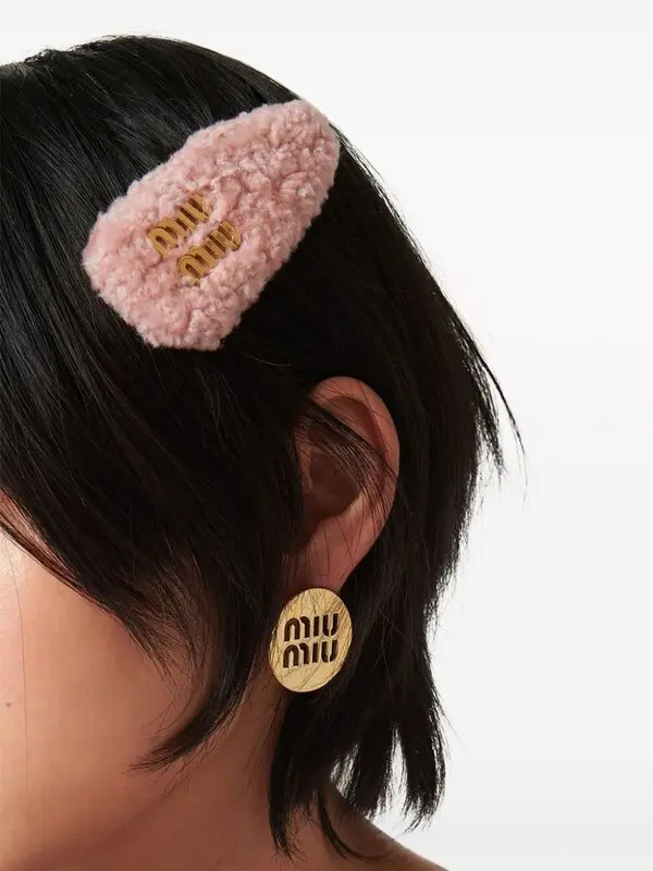 Miu Miu Shearling Hair Clip - Pink | Editorialist