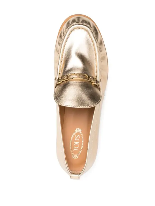 TOD'S Metallic Leather Loafers