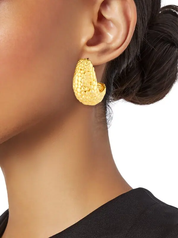 KENNETH JAY LANE Scaly Textured 22k -plated Hoop Earrings
