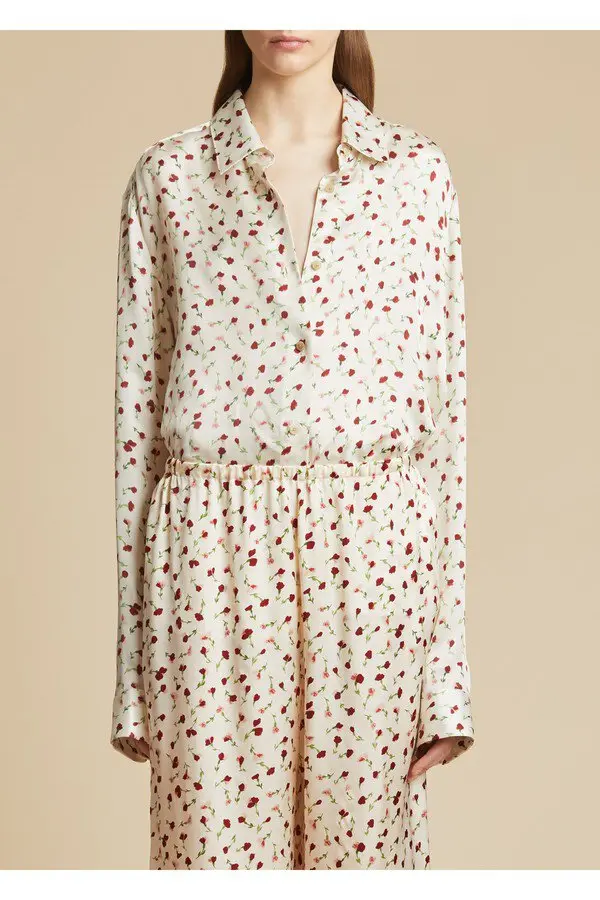 Khaite The Argo Top In Rose Print