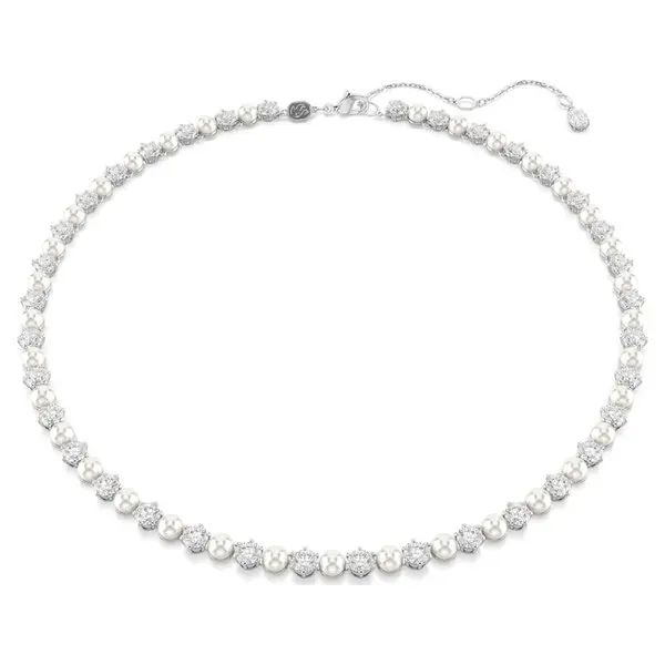 SWAROVSKI Matrix Tennis Necklace With Crystal Pearls And Zirconia - White