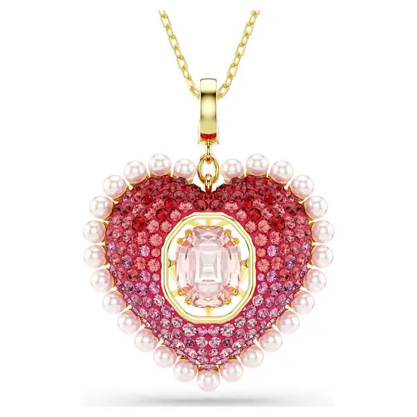 SWAROVSKI Idyllia Pendant Necklace With Heart And Key Charms - Pink