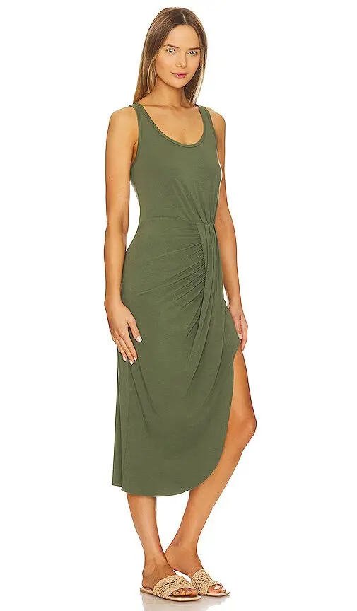 BOBI Faux Wrap Dress With Ruched Detail