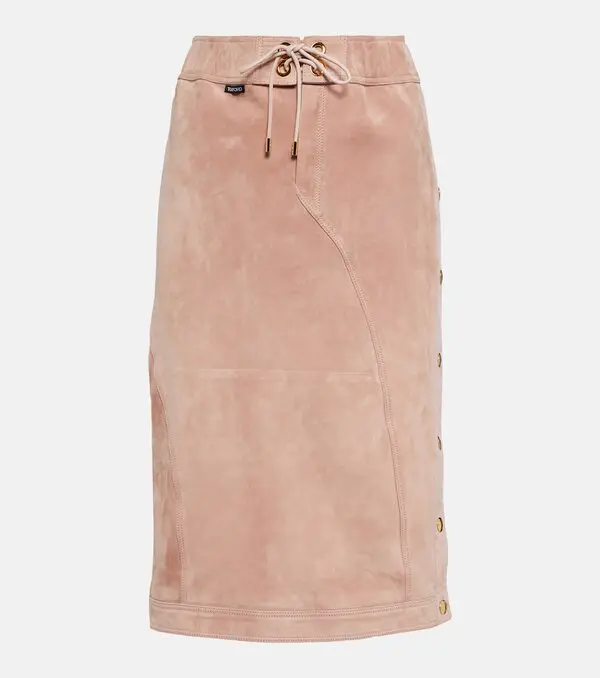 TOM FORD Plonge Leather Midi Skirt