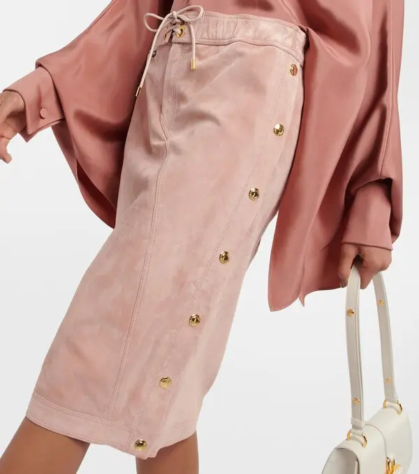 TOM FORD Plonge Leather Midi Skirt