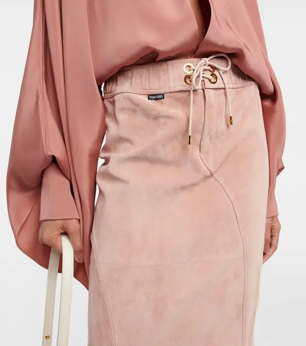 TOM FORD Plonge Leather Midi Skirt