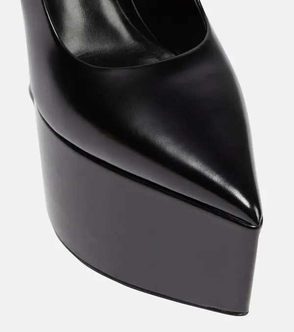 Versace Tempest Leather Platform Pumps - Black