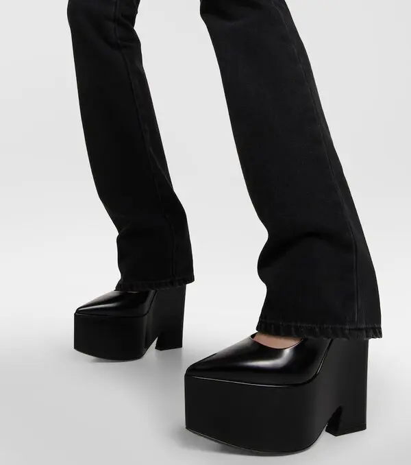 Versace Tempest Leather Platform Pumps - Black