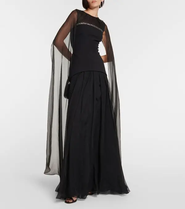 Safiyaa Gloria Silk And Crêpe Gown