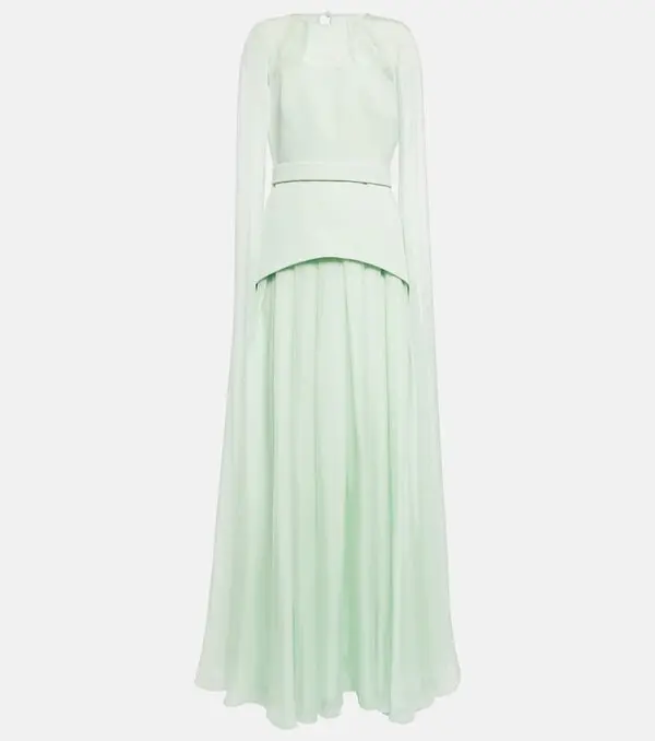 Safiyaa Gloria Silk And Crêpe Gown