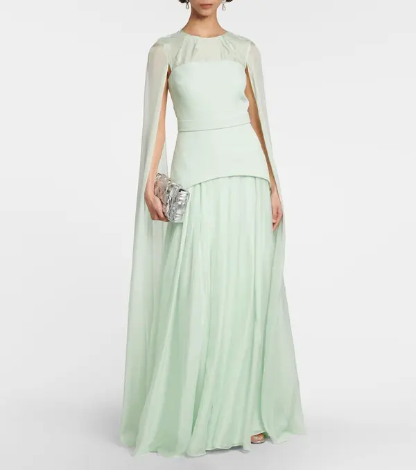 Safiyaa Gloria Silk And Crêpe Gown