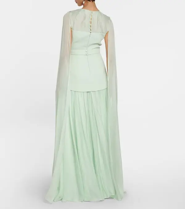 Safiyaa Gloria Silk And Crêpe Gown - Green