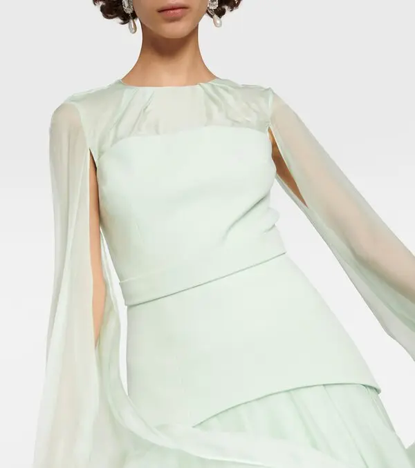 Safiyaa Gloria Silk And Crêpe Gown - Green