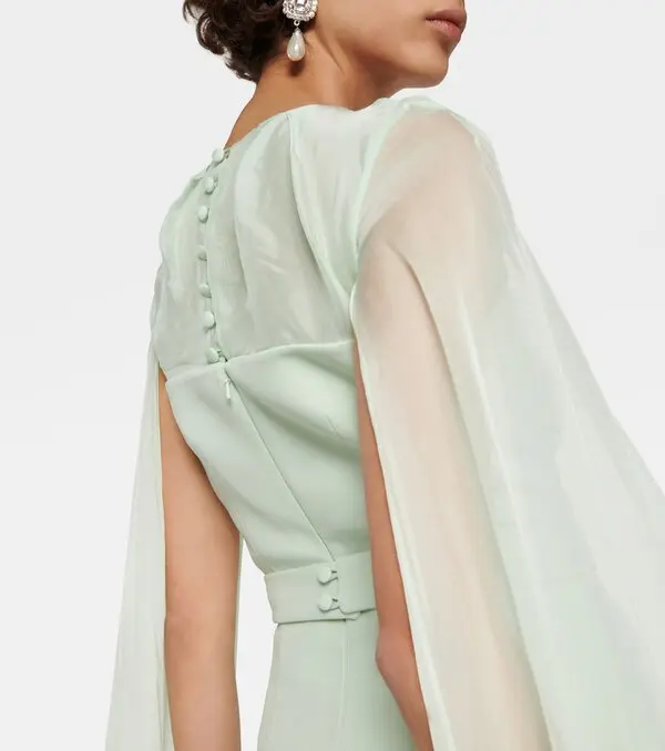 Safiyaa Gloria Silk And Crêpe Gown - Green