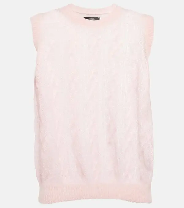 Amiri Openwork Alpaca And Mohair-blend Vest - Pink